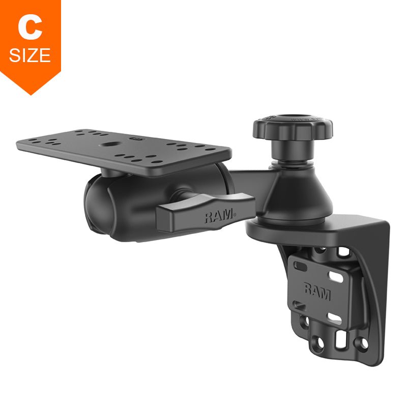 RAM Vertical Swing Arm Swivel Ball Mount with Marine Electronics Plate ...